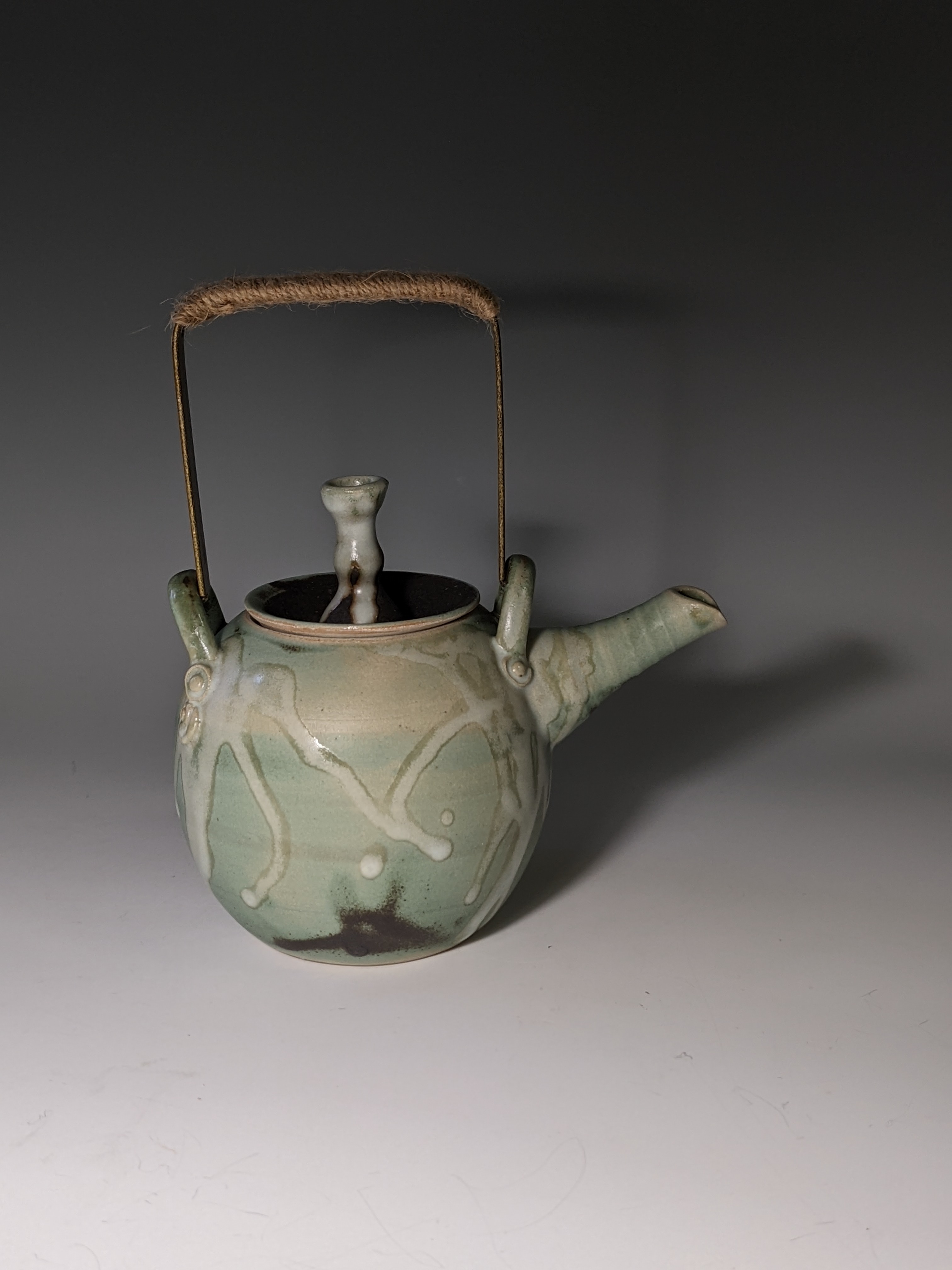 Handmade Australian ceramic green teapot pj pottery
