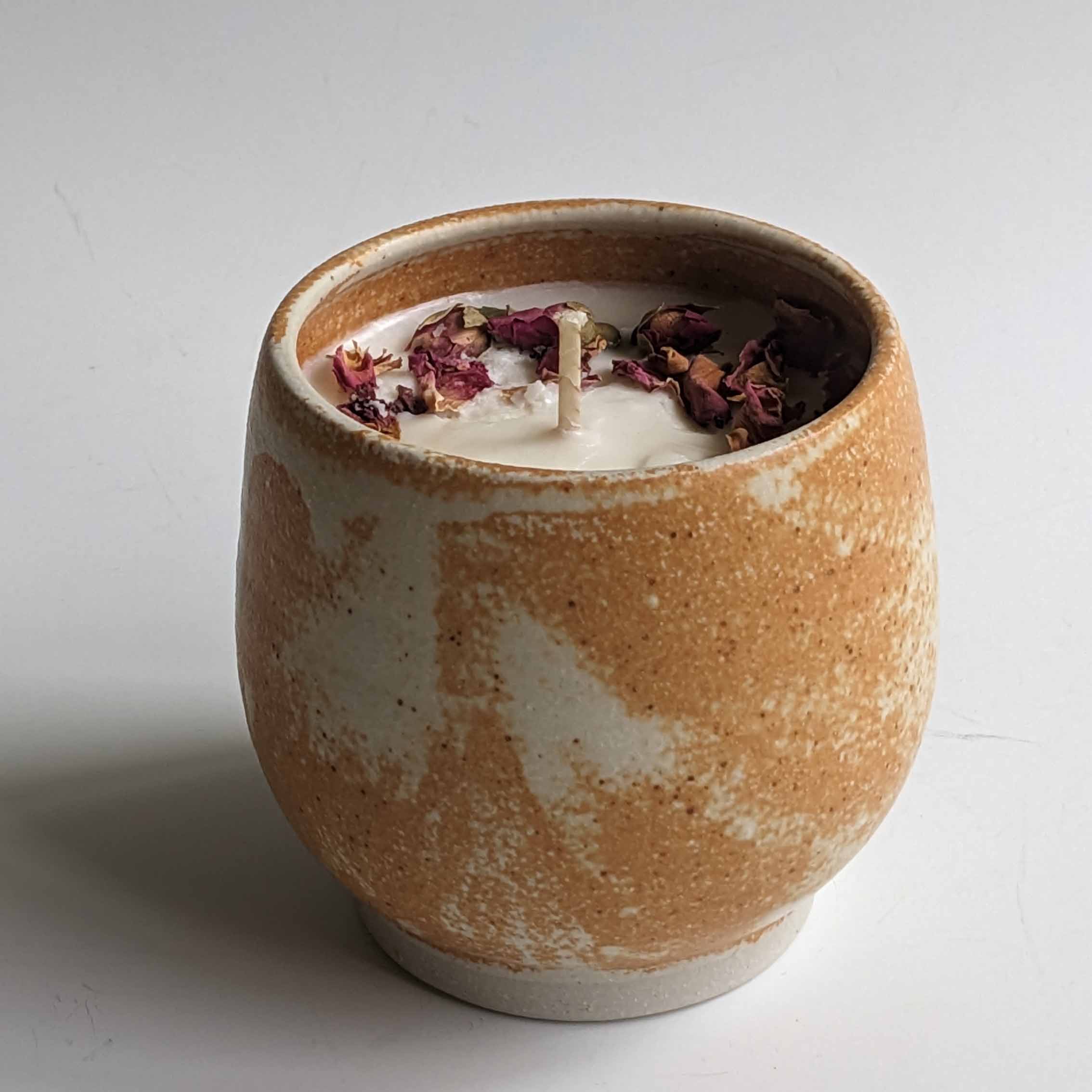 Candle bowl in toasty glaze - pj pottery