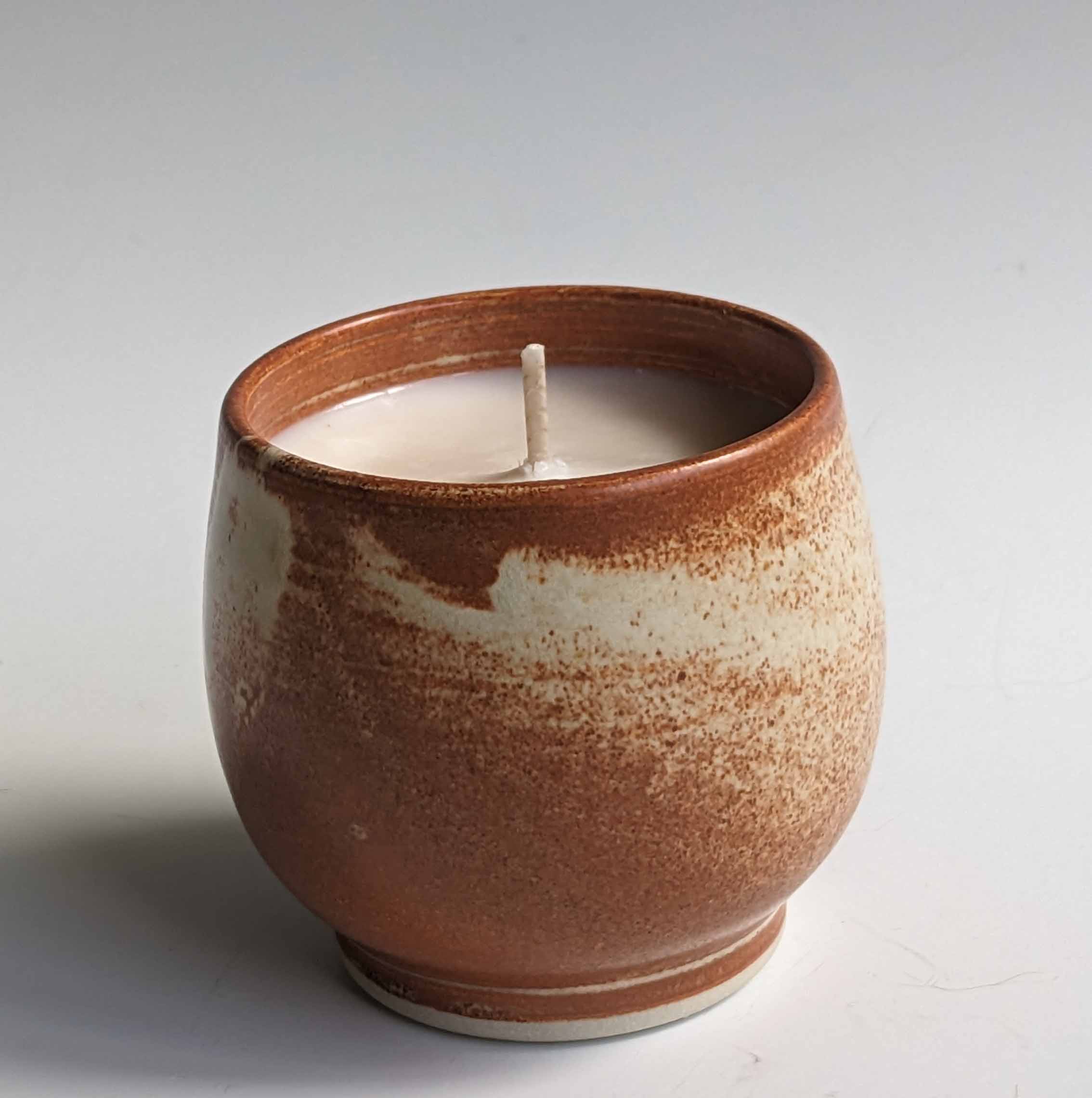 Candle bowl in toasty glaze - pj pottery