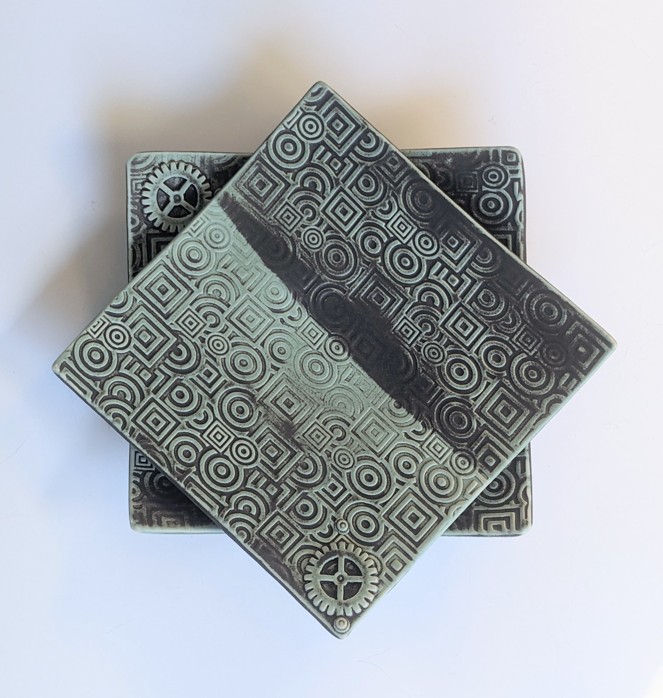 Steampunk square plate - PJ Pottery
