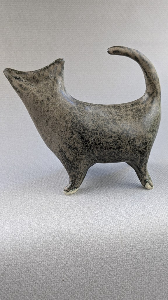 ceramic sculpted cat - pj pottery